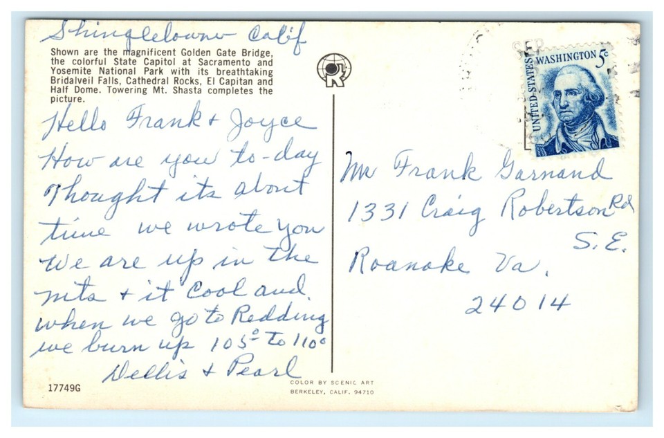 POSTCARD Hello from California Golden Gate Bridge, Capitol, Yosemite ...