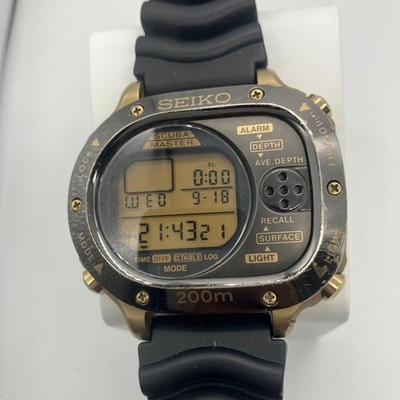 Seiko M725-5A00 Scuba Master 1990 World First Dive Computer Gold Watch ...