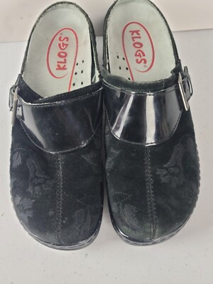 Klogs Footwear Austin Leather Slip Resistant Clog Black Flower Power Sz ...