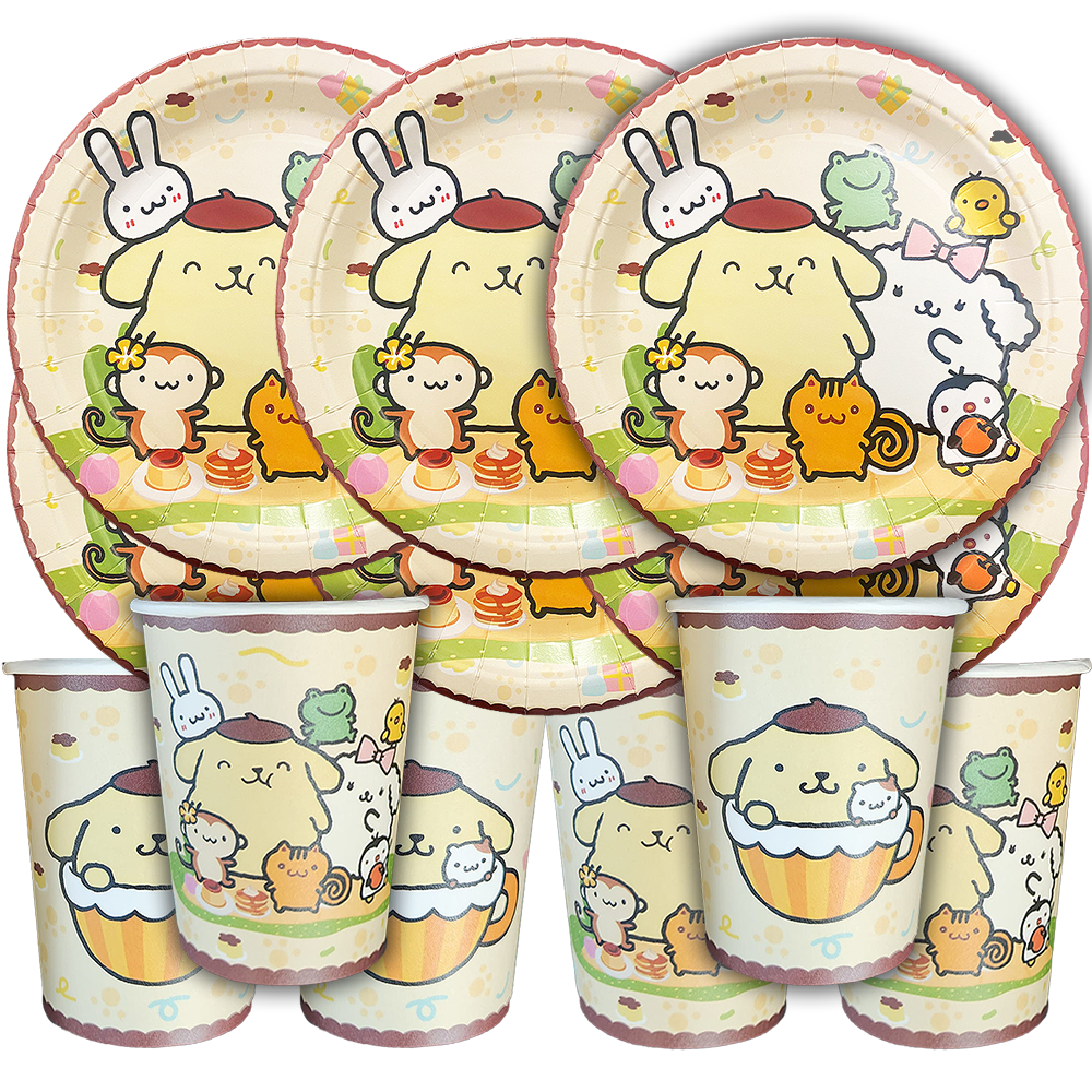 POMPOMPURIN cup plate swirl birthday party supplies favor centerpiece ...