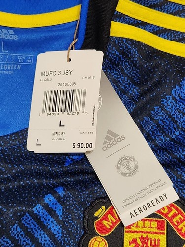Manchester United Jersey Men's Size L 2021 2022 Third Blue Soccer ...