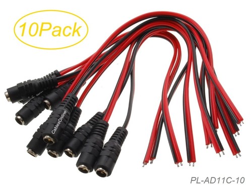 10-Pack 10" Security Camera 5.5mm/2.1mm DC Power Pigtails w/ Female ...