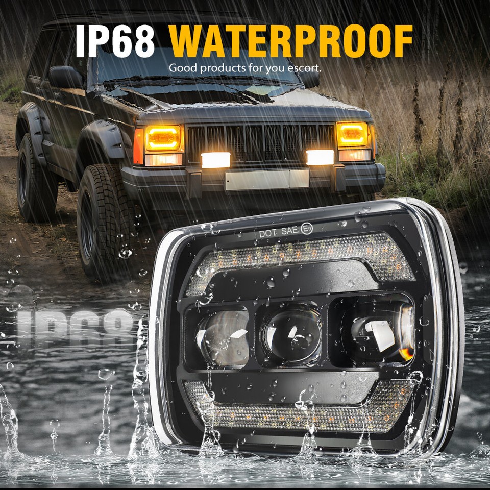 Pair 7x6" 5x7" LED Headlights Hi/Lo Sealed For Mazda B2000 B2200 B2600 ...