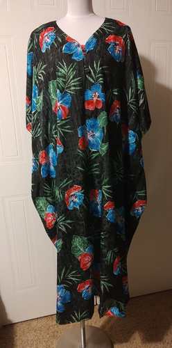MRS ROPER Froufrou Vintage Colorful Silky Caftan Kaftan Hibiscus Muumuu ...