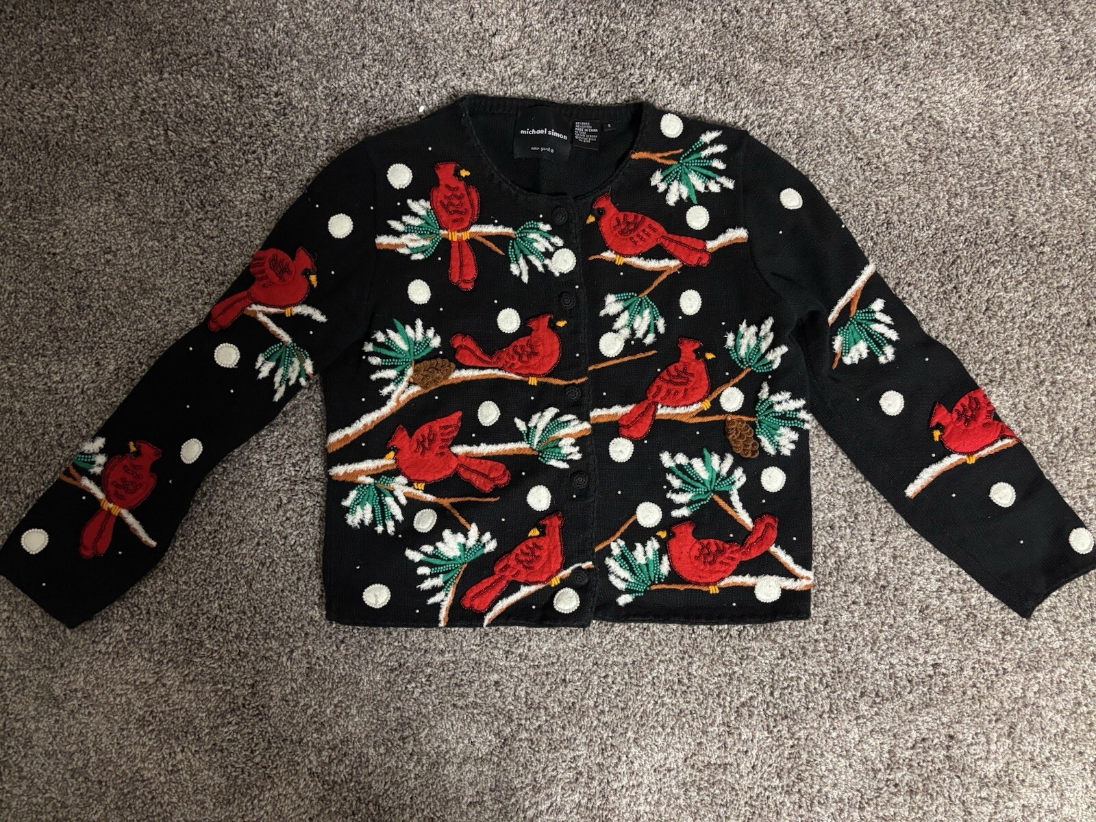 Christmas Michael Simon Cardinal Sweater Size S - Gem