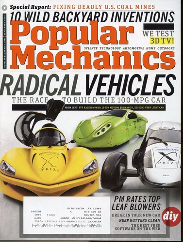 Popular Mechanics Magazine September 2010 Radical Vehicles, Backyard ...