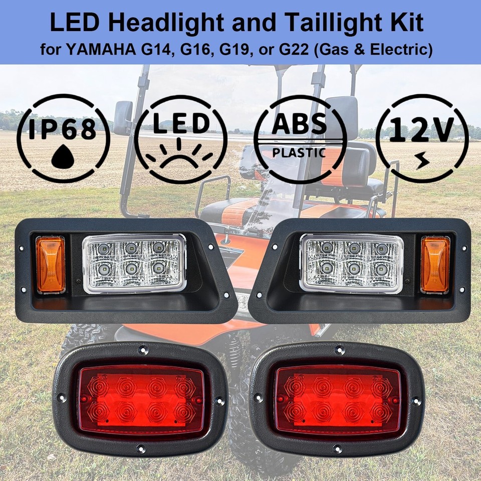 Yamaha G14-G22 LED Golf Cart Light Kit 12V Deluxe Head & Tail Light ...