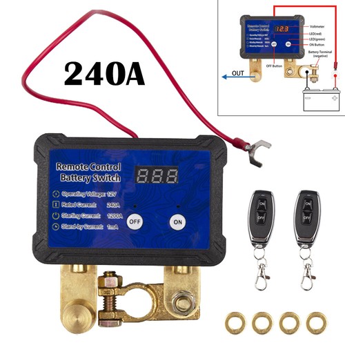 DC12V 240A Dual Remote Automatic Car Battery Disconnect Kit Master Kill ...