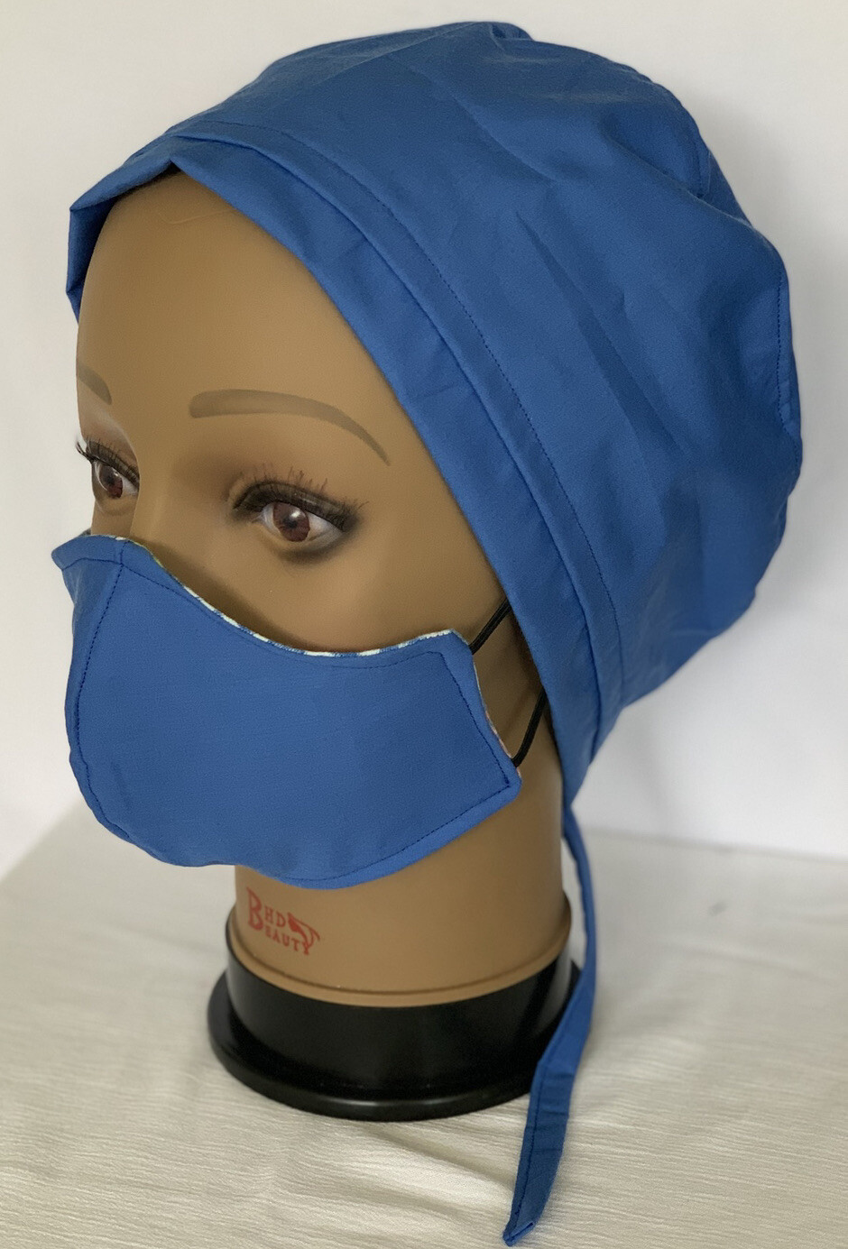 Scrub Hat And Face Mask Set One Size Unisex Blue | eBay