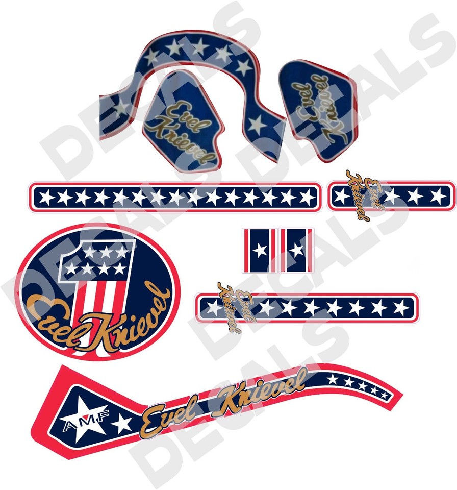 Evel Knievel Bicycle AMF BMX Bicycle Decal Huffy Reproduction Set | eBay