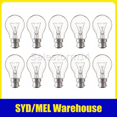 10 x 60W Incandescent Light Globes Bulbs B22 Bayonet Warm White ...