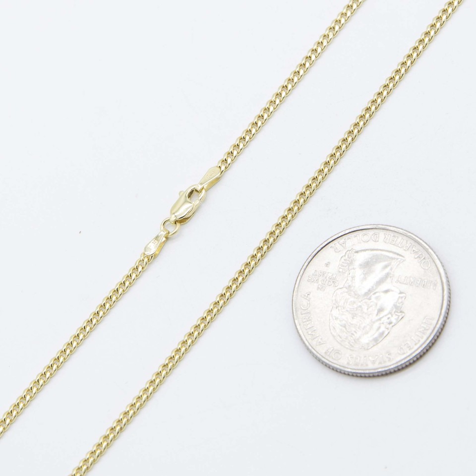 2mm Miami Cuban Link Chain Necklace Real 14K Yellow Gold All Sizes | eBay
