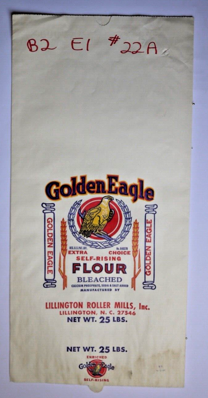 X LARGE Vintage Paper Sack Bag -GOLDEN EAGLE FLOUR, LILLINGTON ROLLER ...