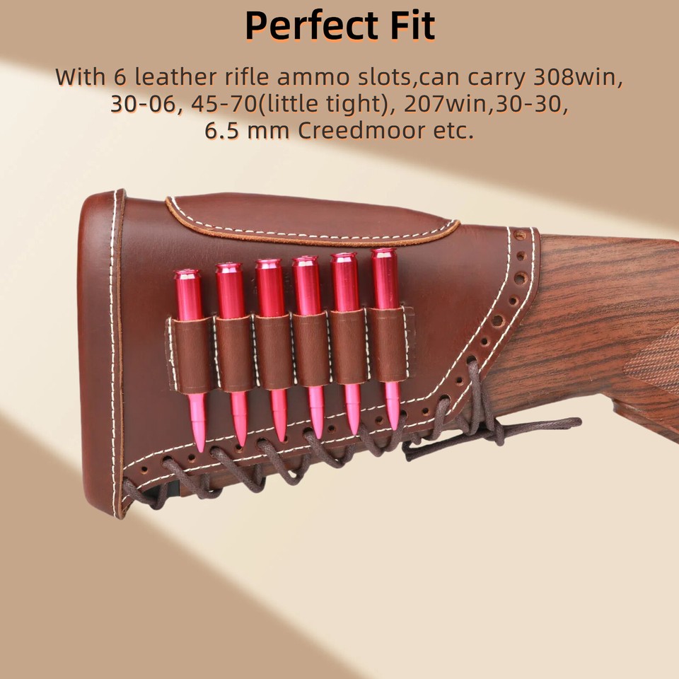 TOURBON Leather Rifle Stock Recoil Pad Cheek Rest Ammo Holder-Special ...