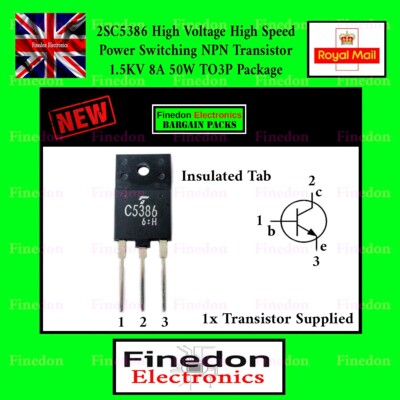 2SC5386 NPN High Voltage High Speed Transistor Insulated 1.5KV 8A 50W ...