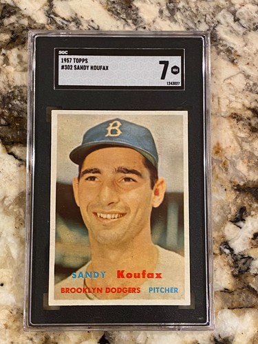 Sandy Koufax 1957 Topps HOF #302 SGC 7 Freshly Graded Dead Centered ...