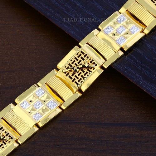 22K Yellow gold Men's Bracelet Beautifully handcrafted diamond cut ...