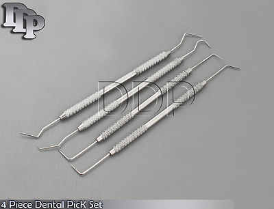 4 PIECE STAINLESS STEEL DENTAL PICK SET - EXCELLENT QUALITY | eBay