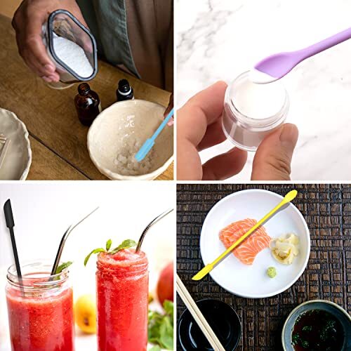 8 Pack Mini Silicone Spatula Set Double Ended Jar Scraper Tiny Spatula ...