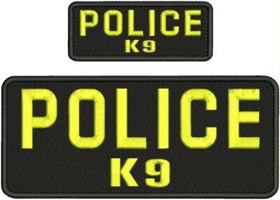POLICE K9 embroidery patches 4x10 and 2x5" hook yellow letters | eBay