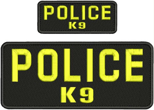 POLICE K9 embroidery patches 4x10 and 2x5" hook yellow letters | eBay
