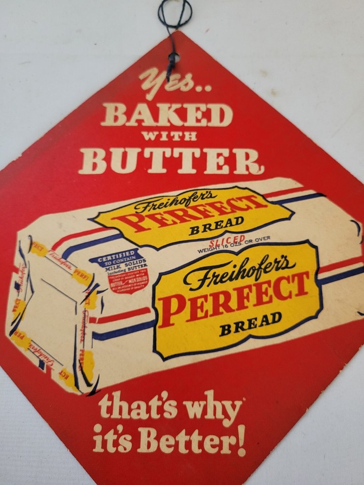 Vintage Freihofer's Perfect Bread Cardboard Sign Double Sided! | eBay