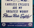Original Safety Poster Keystone Automobile Car Club Careless Bicycle ...