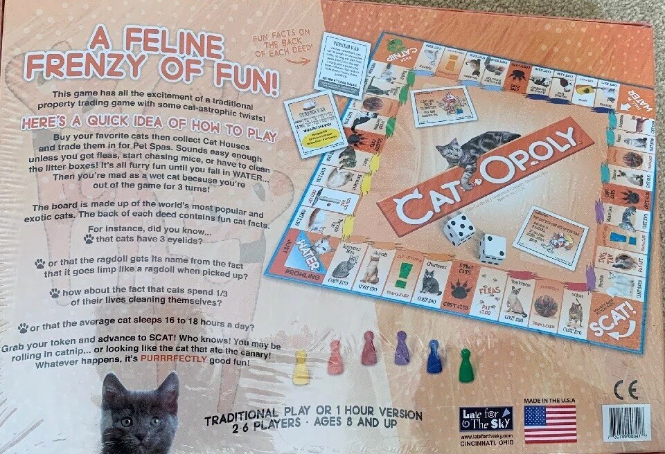 CAT-OPOLY MONOPOLY THEMED BOARD FAMILY GAME NIGHT PROPERTY TRADING ...