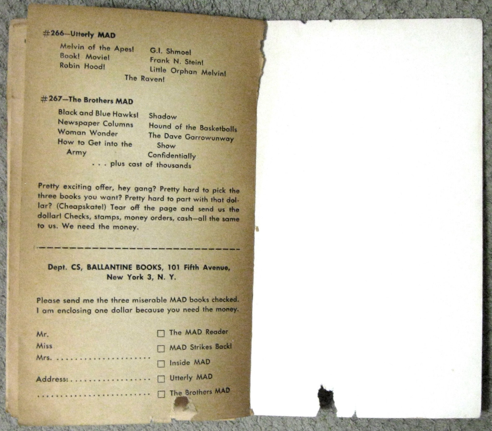 UTTERLY MAD by William M Gaines Book 4 Ballantine Books PB Mar 1958 4th ...