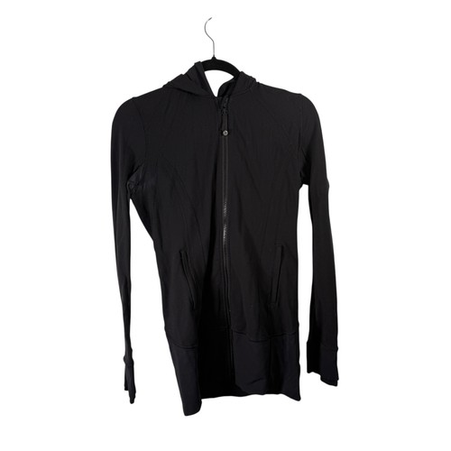 Lululemon Daily Practice Jacket Full Zip Hooded Black Thumbholes Gym ...