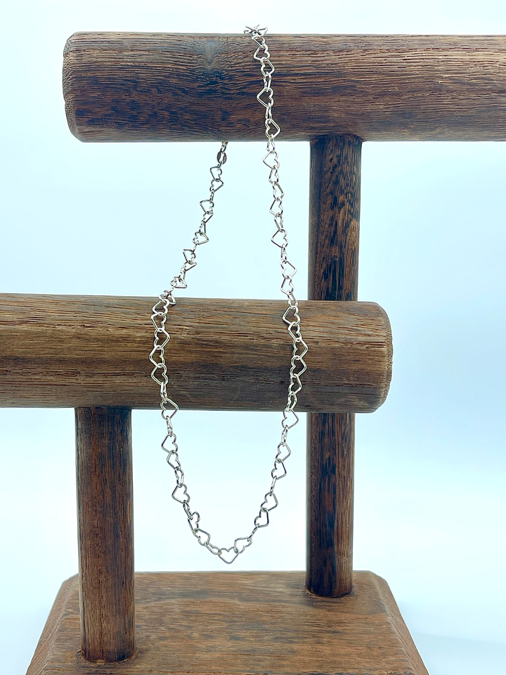Milor 925 Sterling Silver Interlocking Open Heart Chain Link Necklace ...
