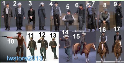 1/64 1/87 1/43 1/18 1/24 Cowboy Man Scene Miniatures Figures Model For ...