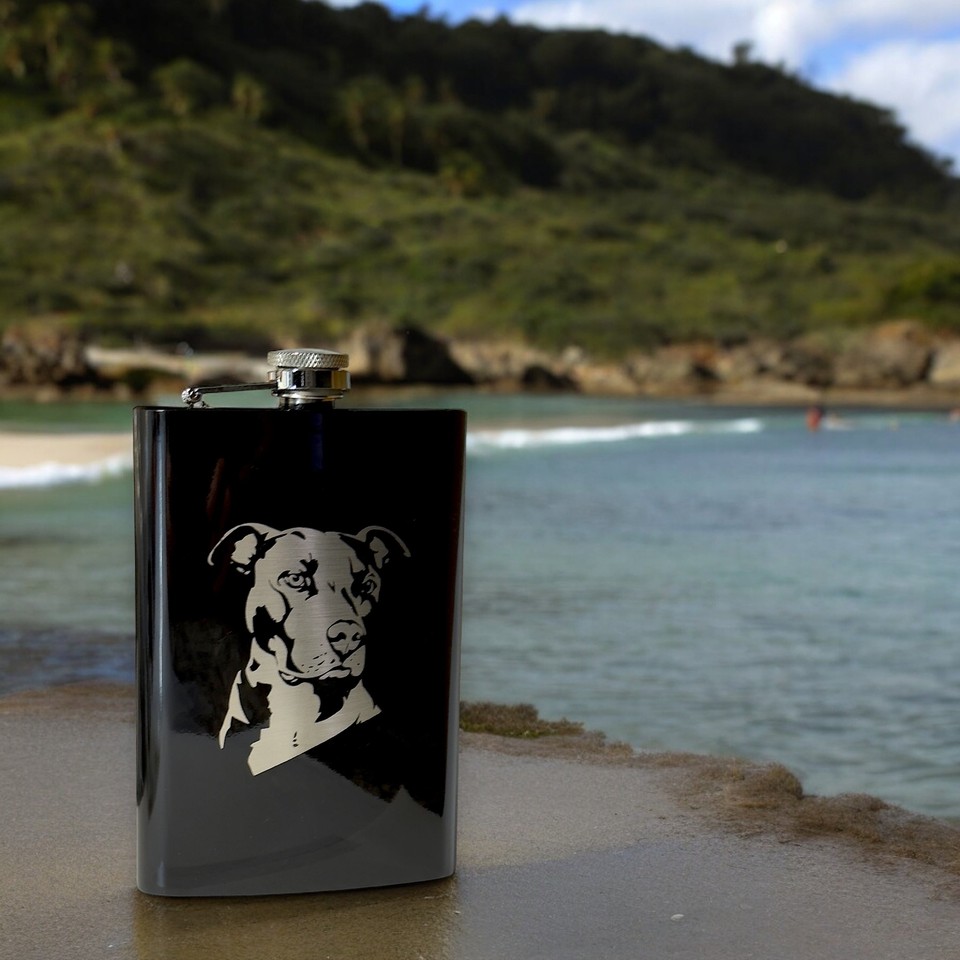 8oz Pit bull Black Flask | eBay