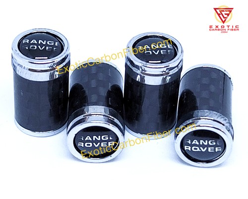 Range Rover Silver Text and Black Carbon Fiber Tire Valve Caps- Perfect ...