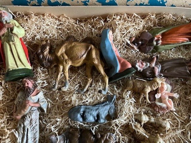 VINTAGE MAROLIN PAPER MACHE NATIVITY SET IN ORIGINAL BOX GERMANY | eBay