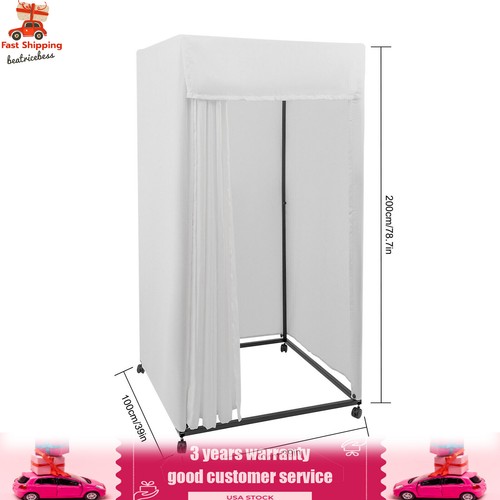 White Changing Room Movable Dressing Room With 4-Wheels Fitting Room ...