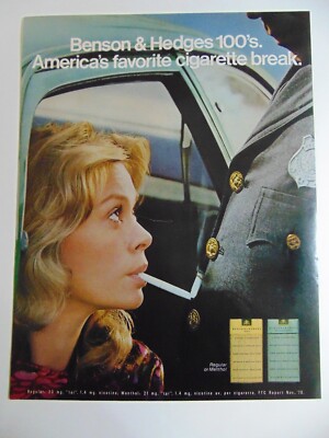 1971 BENSON & HEDGES Cigarettes Lady Car Traffic Cop vintage print ad ...