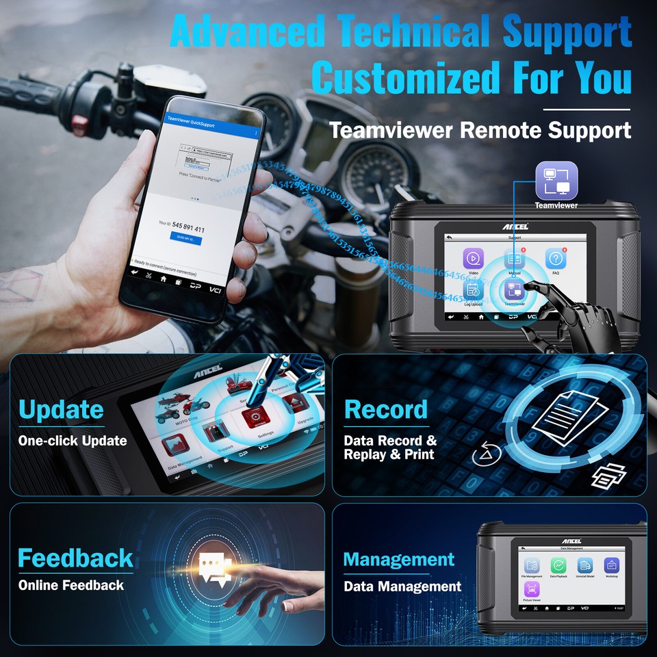 ATV UTV Motorcycle Diagnostic Tool Full System Scan OBD2 Scanner OBD ...