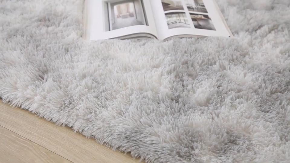 Ultra Soft Fluffy Shaggy Rugs for Bedroom Living Room Carpet Dark Grey ...