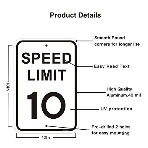 2-Pack Speed Limit 10 MPH Sign Slow Down Traffic Sign | eBay