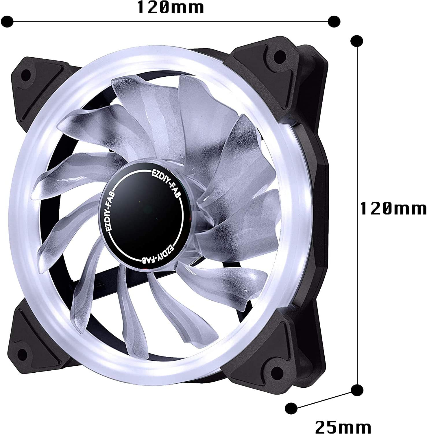 120Mm PWM Blue Single Ring Fan, Blue LED PWM Case Fan for PC Case,High ...
