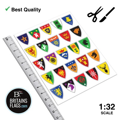 HERALD Britains Repro: Medieval Knight CUSTOM Shield Stickers x25 (1:32 ...