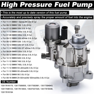 High Pressure Fuel Pump For 07-16 BMW N54 N55 135i 335i 535i X3 X5 X6 ...
