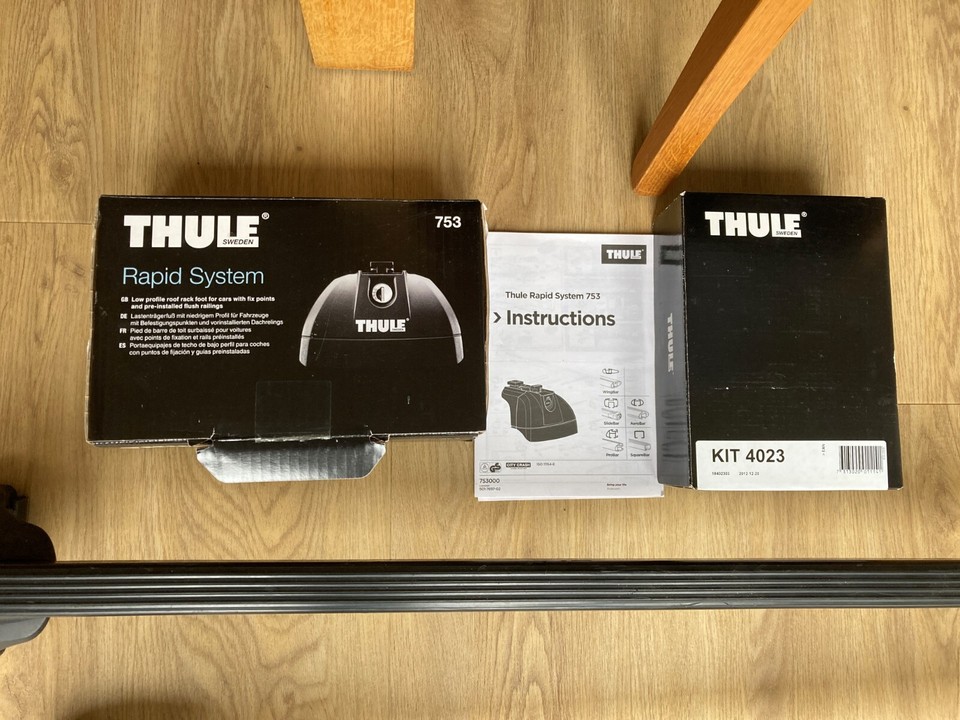 Thule roof bars Rapid System with 753 foot pack and Fitting Kit 4023 ...