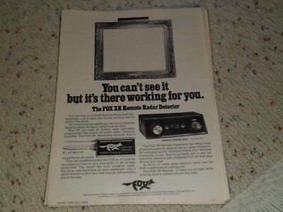 1979 FOX XK REMOTE RADAR DETECTOR AD / ARTICLE | eBay