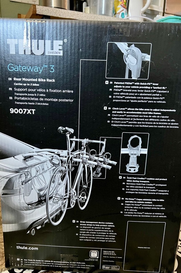 Thule Gateway Pro 3 Car Trunk Rack, 3 Bike Bicycle Made in USA | eBay