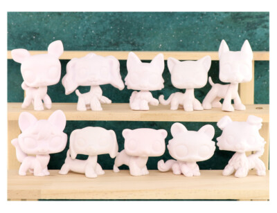 10pcs lps White Base Molds Fox Dog Cat Deer Collie Shorthair Kids DIY ...