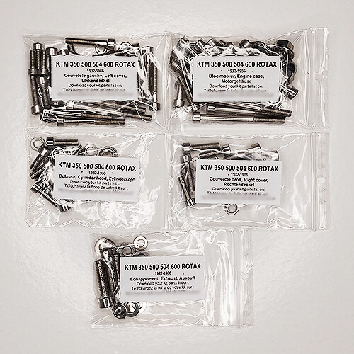 KTM 500 504 GS MX K4 1982-1986 ROTAX full engine allen stainless screw ...