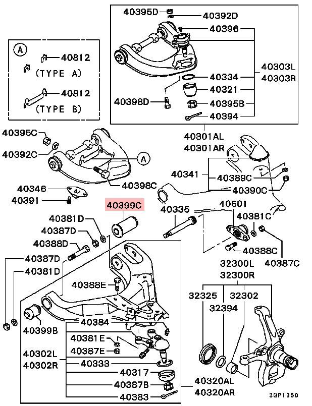 FRONT LOWER WISHBONE ARM REAR BUSH MITSUBISHI PAJERO SHOGUN V14C MK2 2 ...