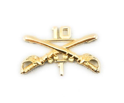 🌟US Army 1/10 10th Cavalry Crossed Sabres Gold Tone 1-1/2" inch Hat ...